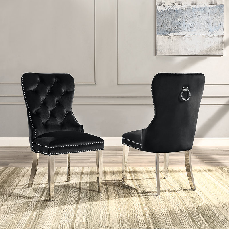 Rosdorf Park Set Of 2 Modern Velvet Dining Chairs Dining Room Chairs Wayfair